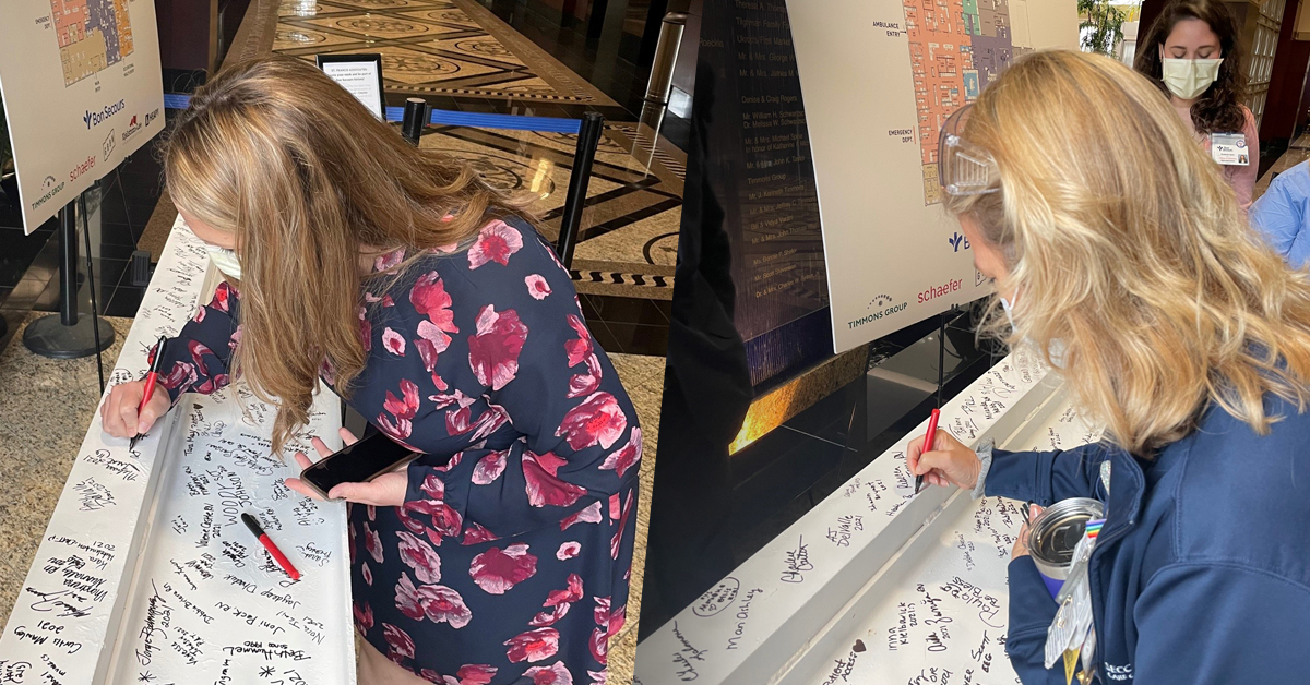 Team Signs Beam for New Emergency Center | Bon Secours Blog
